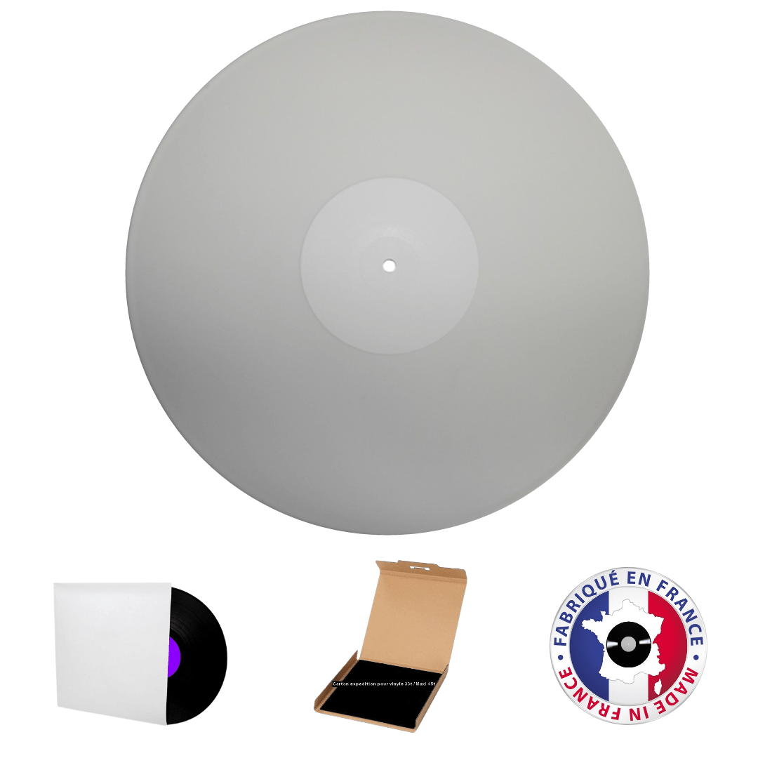 DISQUE VINYLE VIERGE BLANC 30 cm (l’unité) sans sillons - JMK RECORDS